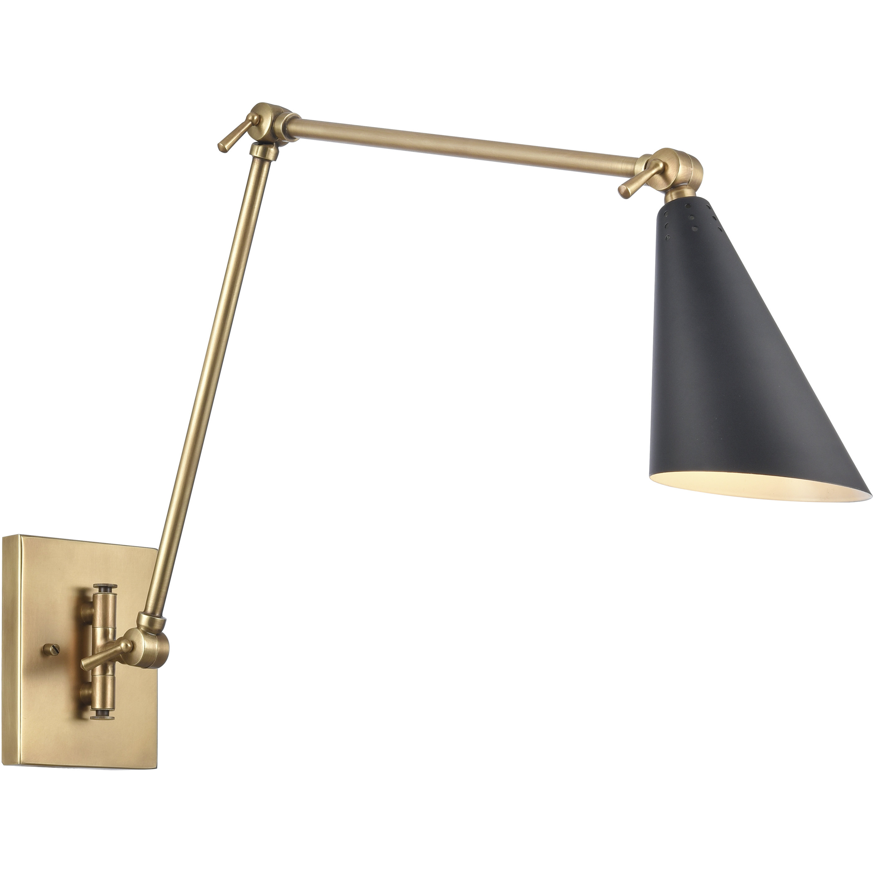 Luca 22.5 inch 60 watt Natural Brass Swingarm Sconce Wall Light