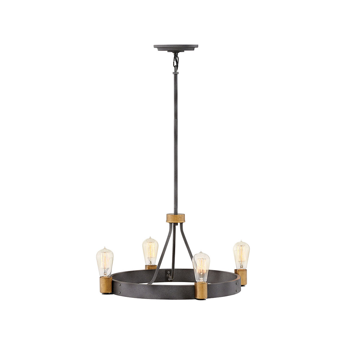 Hinkley 4264DZ Silas 4 Light 22 inch Aged Zinc Chandelier Ceiling Light