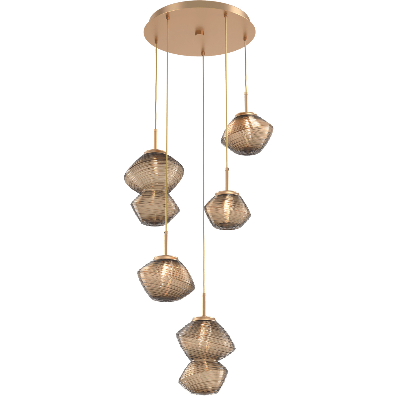 Mesa LED Novel Brass Chandelier Ceiling Light, Multi-Port Round