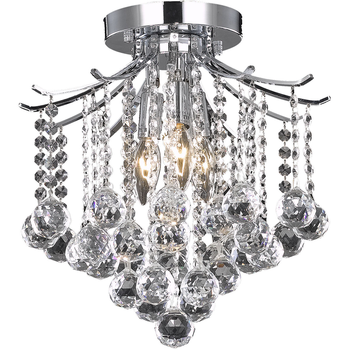 Living District LD8200F12C Amelia 3 Light 12 inch Chrome Flush Mount ...