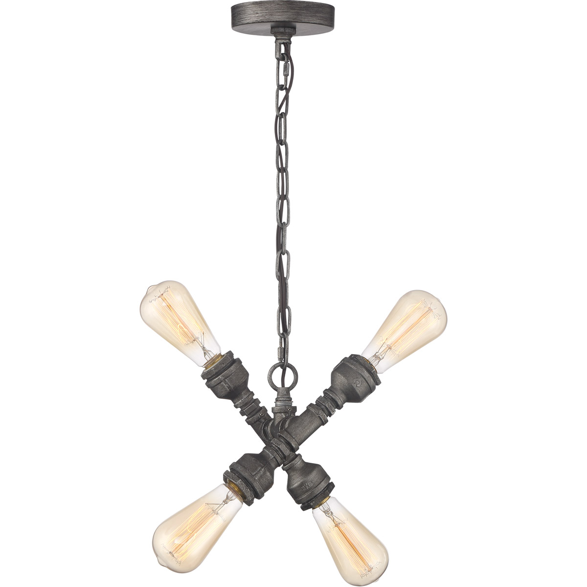 Zeev Lighting P30075/4/AI Peg 4 Light 7 inch Aged Iron Pendant Ceiling ...
