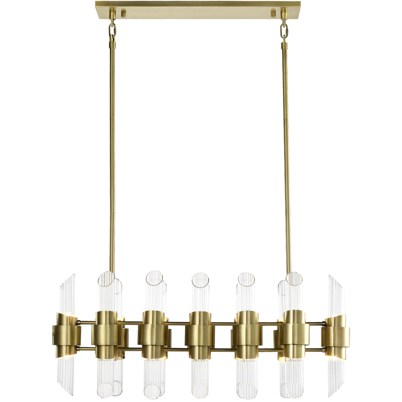 Pillar 24 Light 36 inch Aged Brass Linear Chandelier Ceiling Light