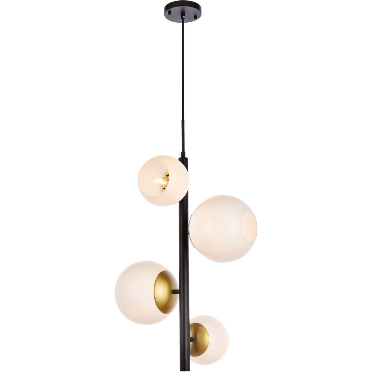 Living District LD655D18BRK Wells 4 Light 18 inch Black and Brass ...
