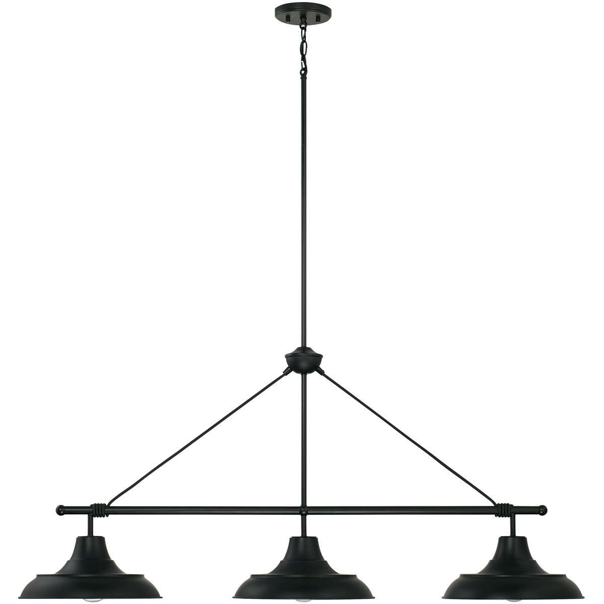 Jones 3 Light 48 inch Matte Black Island Light Ceiling Light