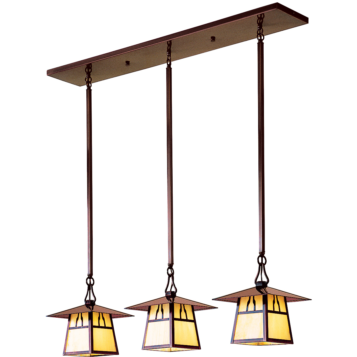 Carmel 3 Light 36 inch Bronze Pendant Ceiling Light in Tan, Dart Overlay