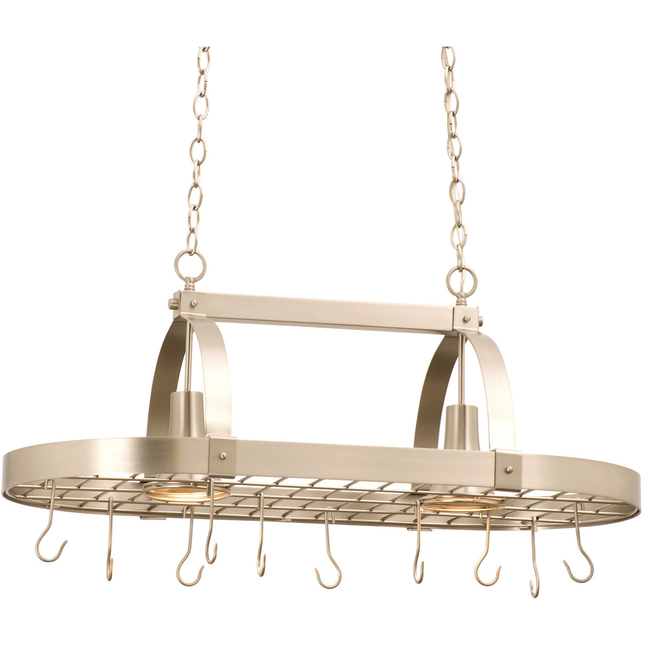 Contemporary 2 Light 36 inch Satin Nickel Pot Rack Ceiling Light