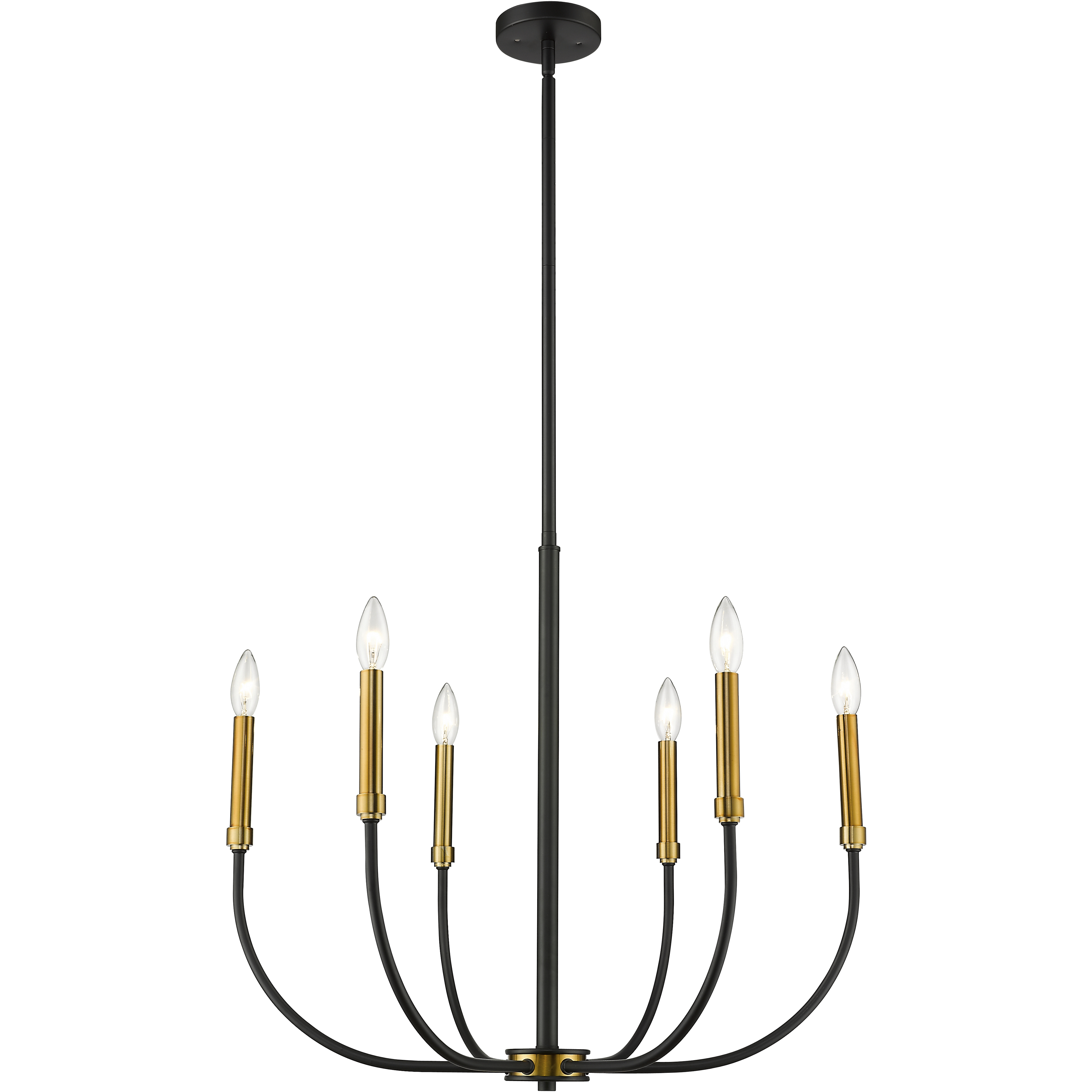 Z-Lite 479-6MB-OBR Haylie 6 Light 26 inch Matte Black and Olde Brass ...