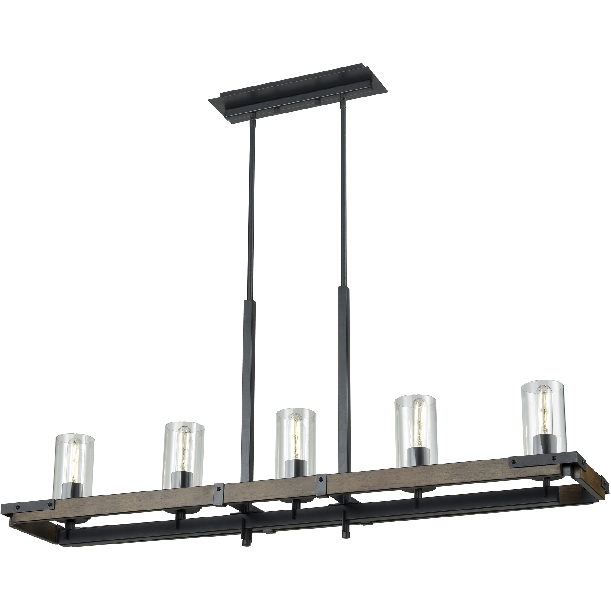 Okanagan Linear Ceiling Light in Graphite And Ironwood On Metal