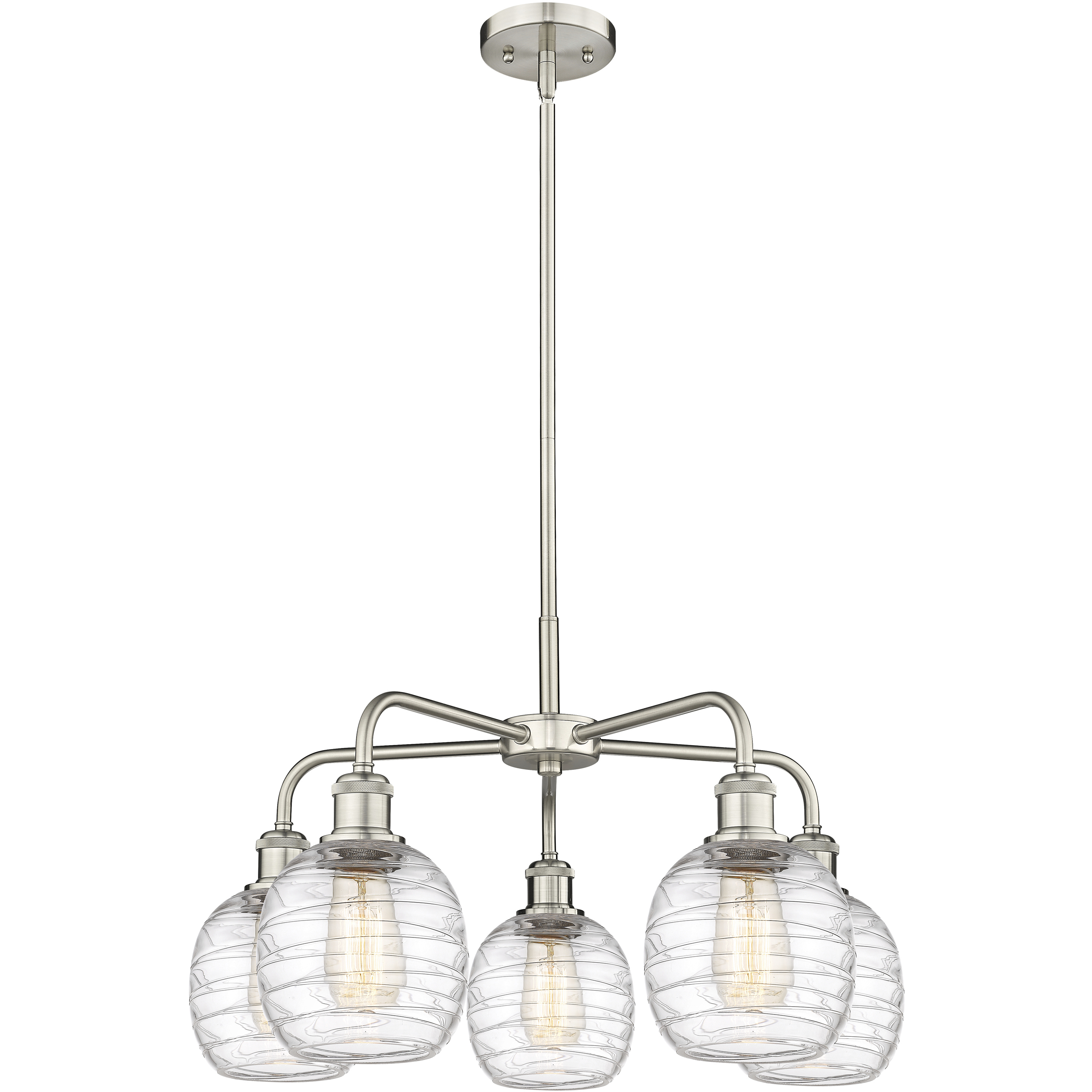 Belfast 5 Light 24 inch Satin Nickel Chandelier Ceiling Light in Deco Swirl
