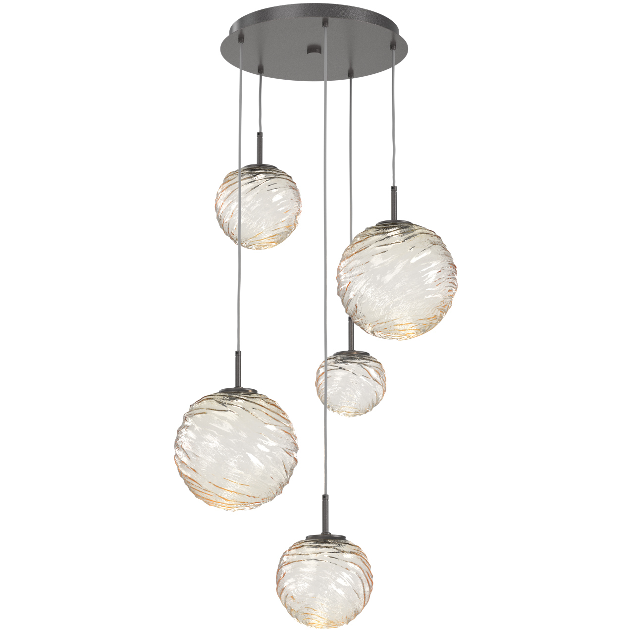 Gaia LED 24 inch Graphite Multi-Pendant Ceiling Light in 3000K LED, Amber