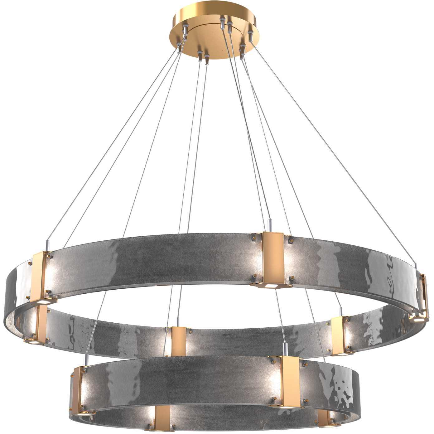 Parallel LED Novel Brass Chandelier Ceiling Light, Two-Tier Ring