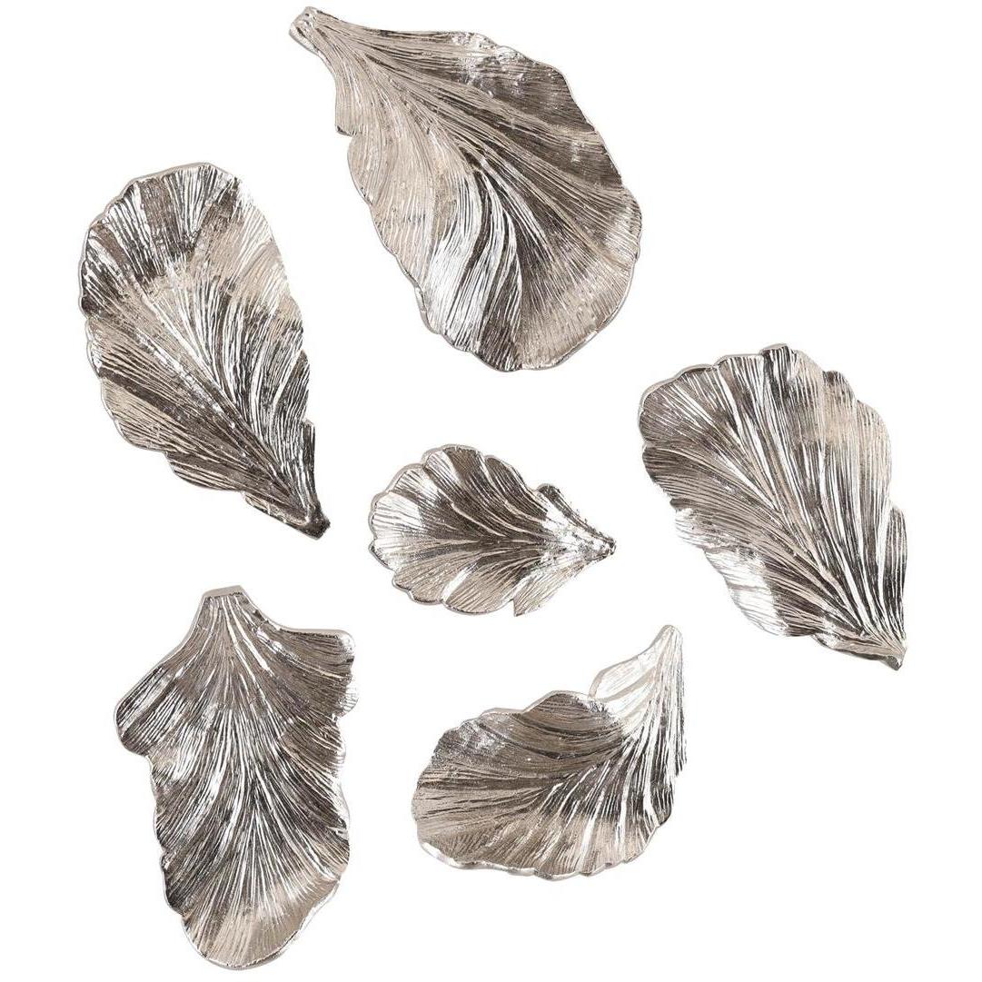 John-Richard GBG-2814S6 Wall Leaves Nickel Accent Wall Decor, Set of 6