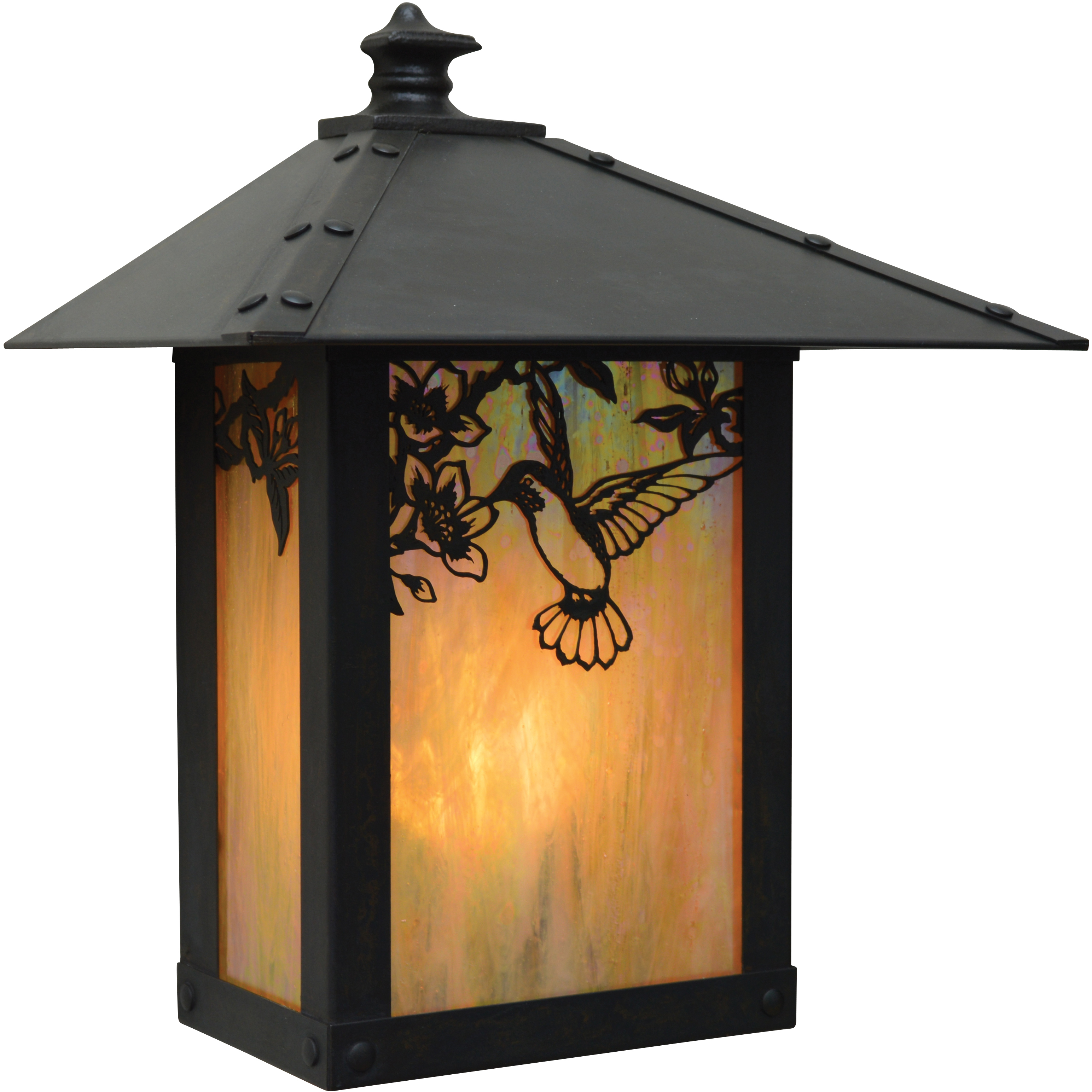 Evergreen Outdoor Wall Mount in Satin Black, Amber Mica, Pine Needle ...