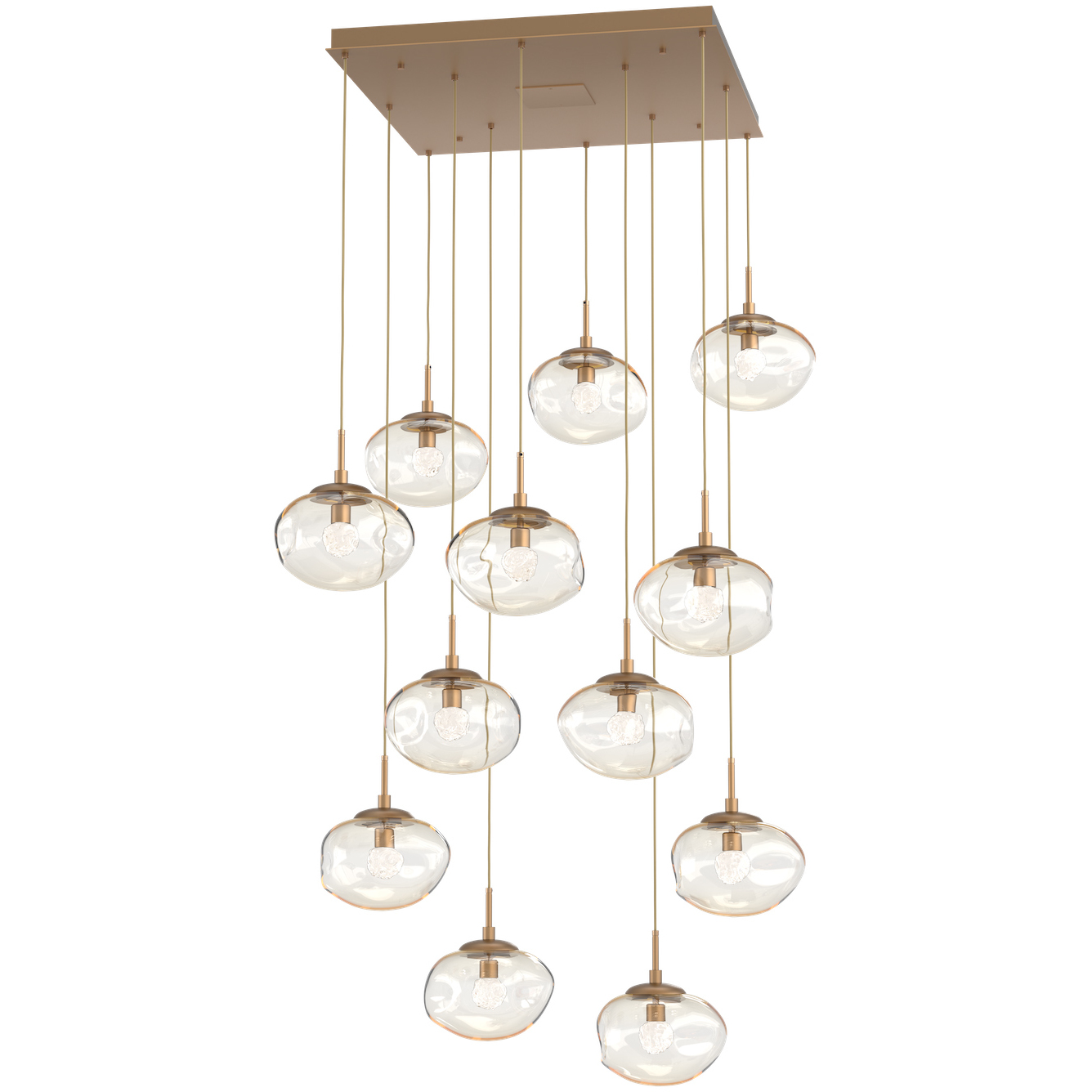 Nova LED LED Novel Brass Chandelier Ceiling Light, Square Multi-Pendant