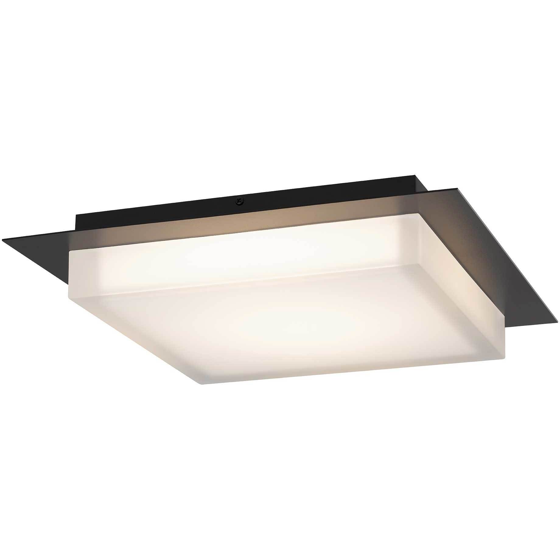 Alteck Lighting AFM0015-3CCT-W-BK Foursquare LED 14 inch Sand Black Outdoor Flush Mount