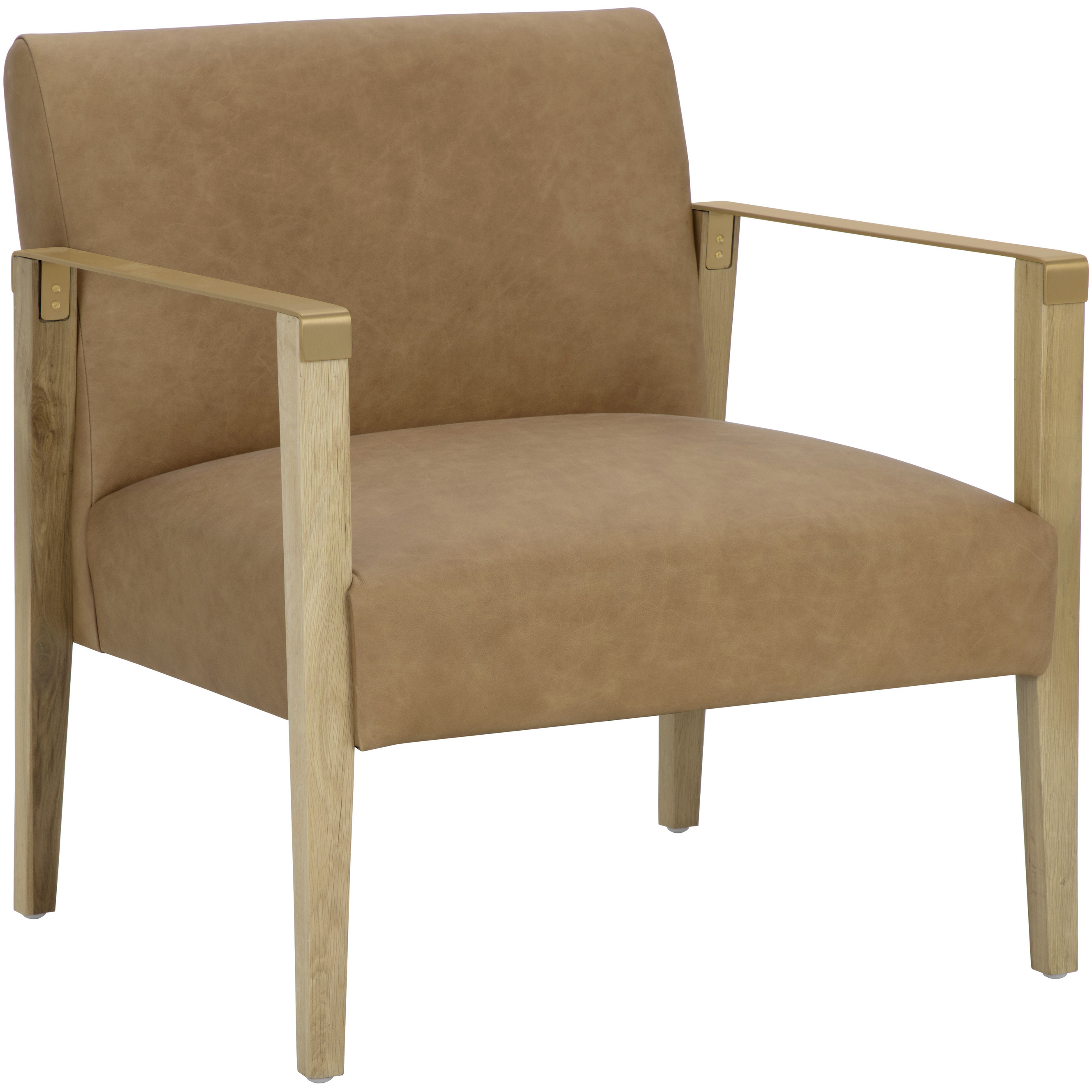 SUNPAN 110602 Earl Rustic Oak / Ludlow Sesame Leather Lounge Chair