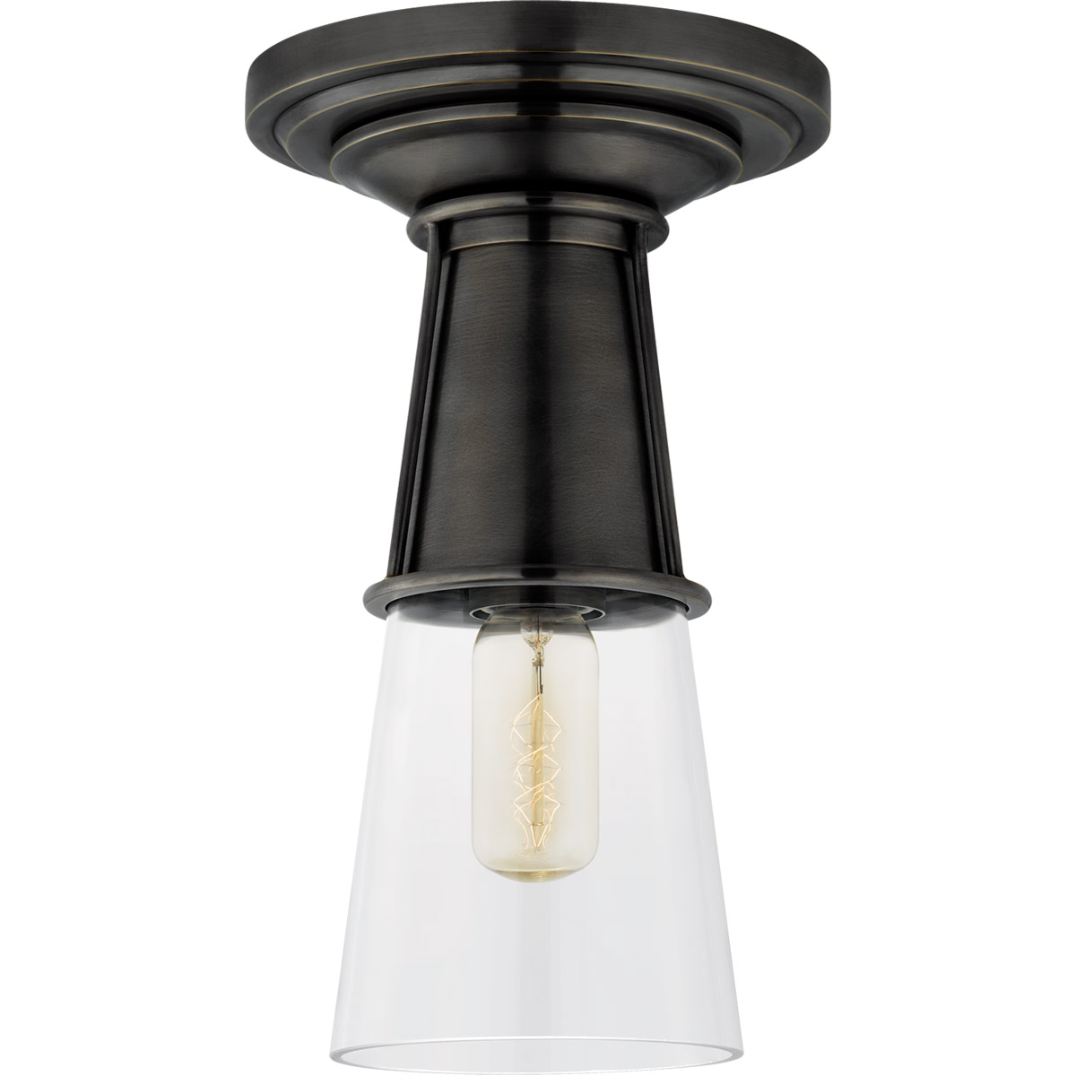 Thomas O'Brien Robinson 1 Light 7 inch Bronze Flush Mount Ceiling Light ...