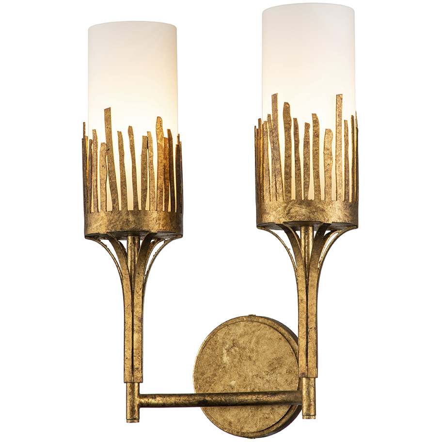 Lucas + McKearn SC20319G-2 Sawgrass 2 Light 10.5 inch Gold Leaf Sconce ...
