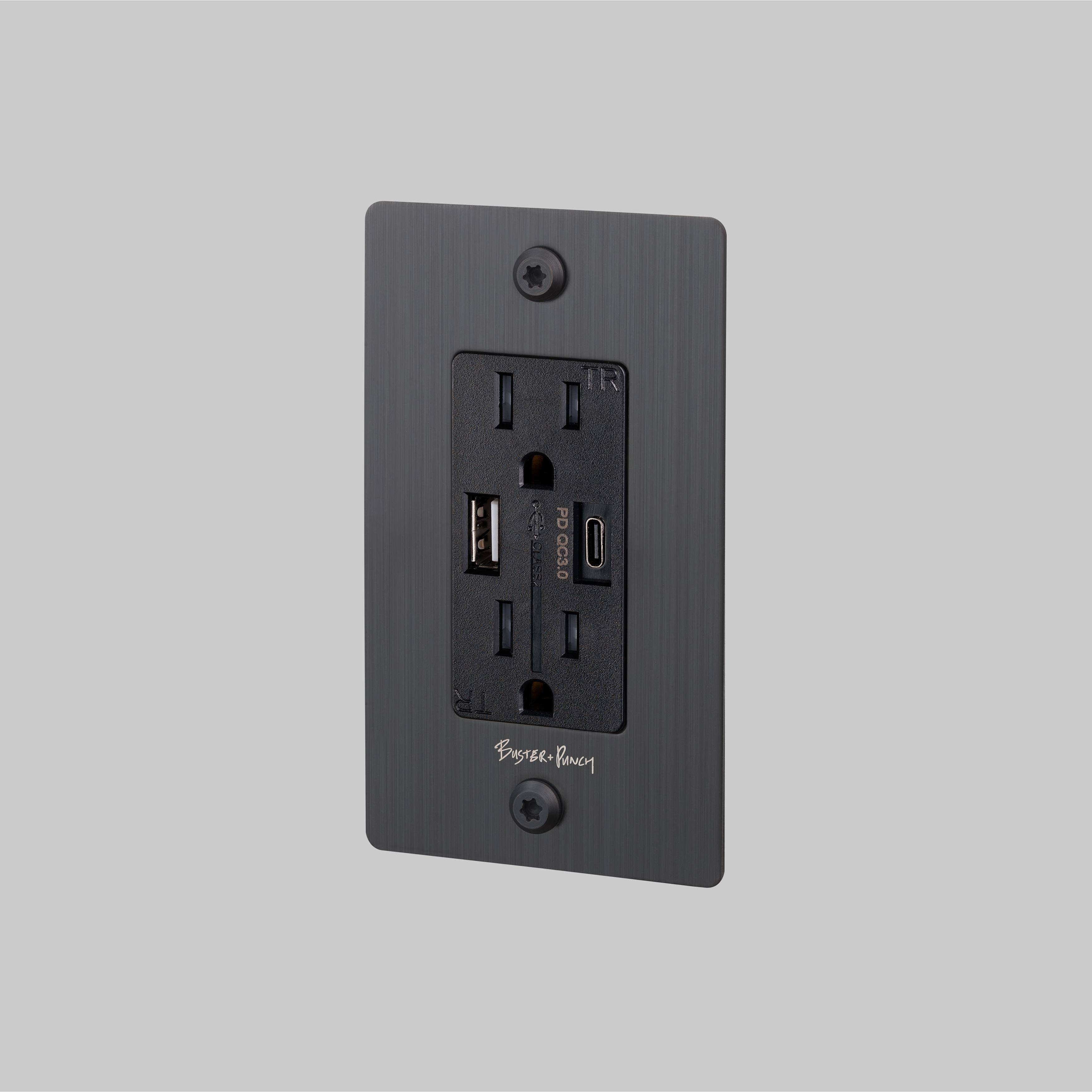 Buster + Punch NSC-454083 1G Duplex 125 Smoked Bronze Outlet, USB A + C