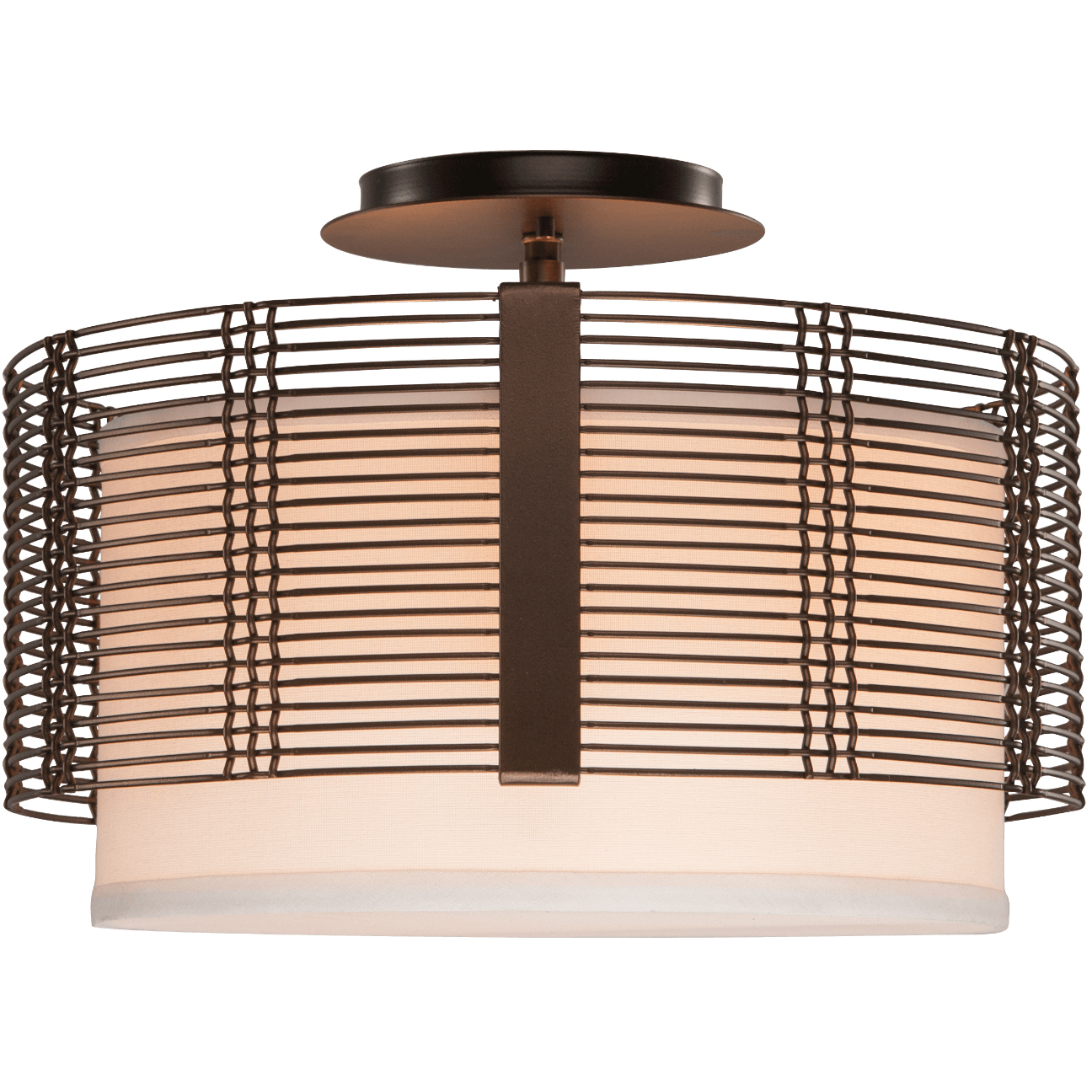 Downtown Mesh 2 Light Novel Brass Semi Flush Ceiling Light