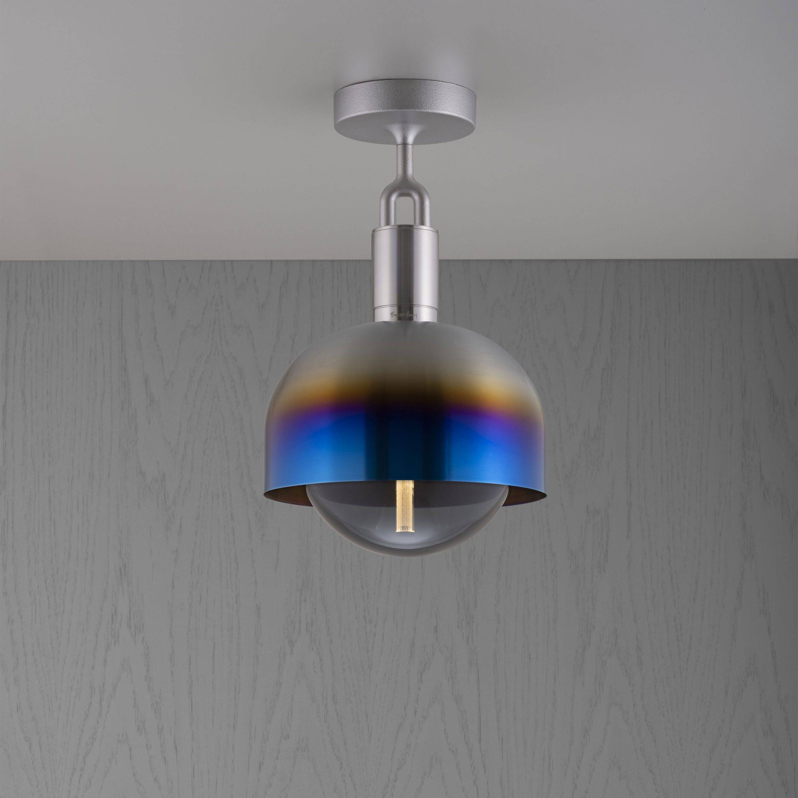 Buster + Punch NFC-893230 Forked LED 9.84 inch Burnt Steel Flush Mount ...
