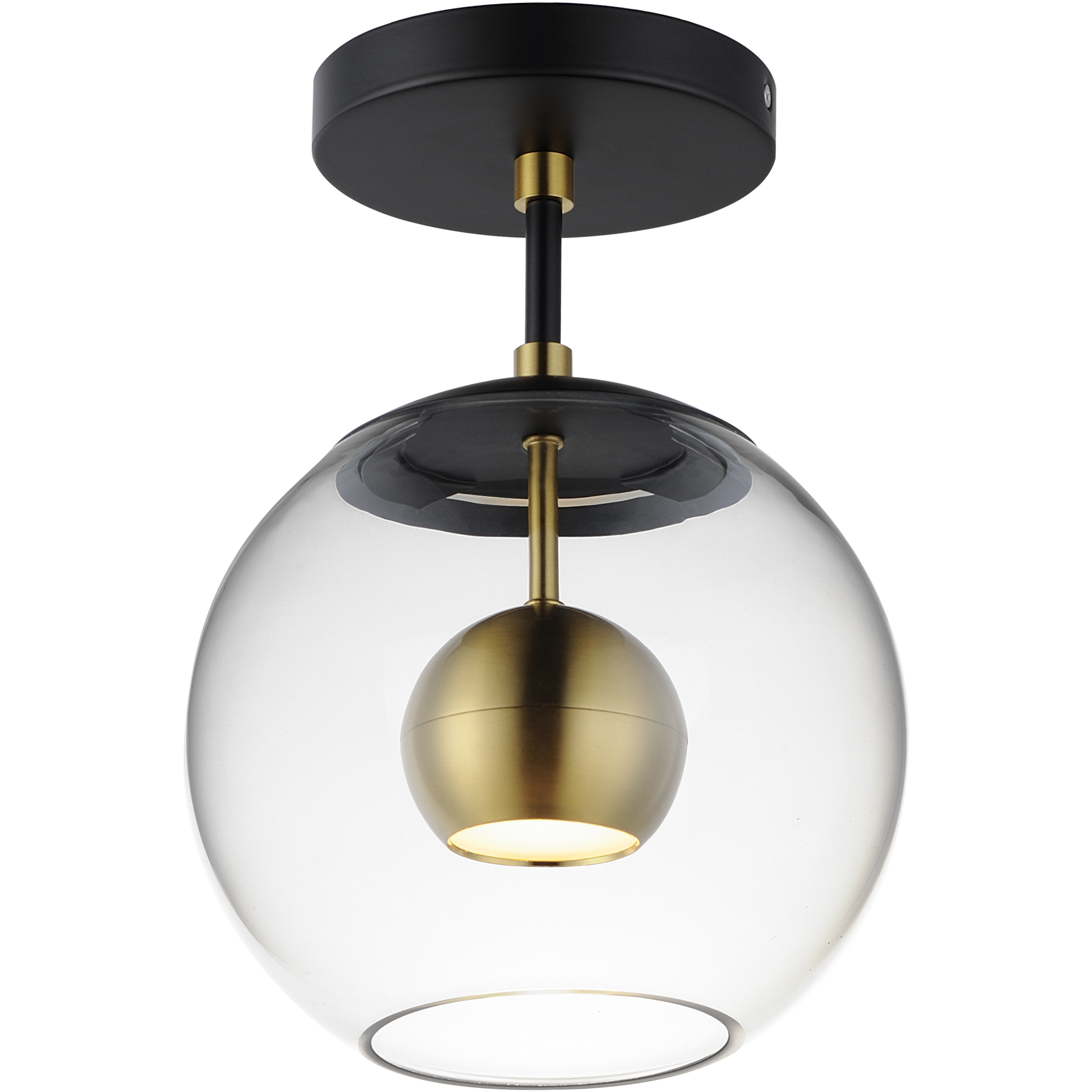 Nucleus LED 9 inch Black and Natural Aged Brass Flush Mount Ceiling Light