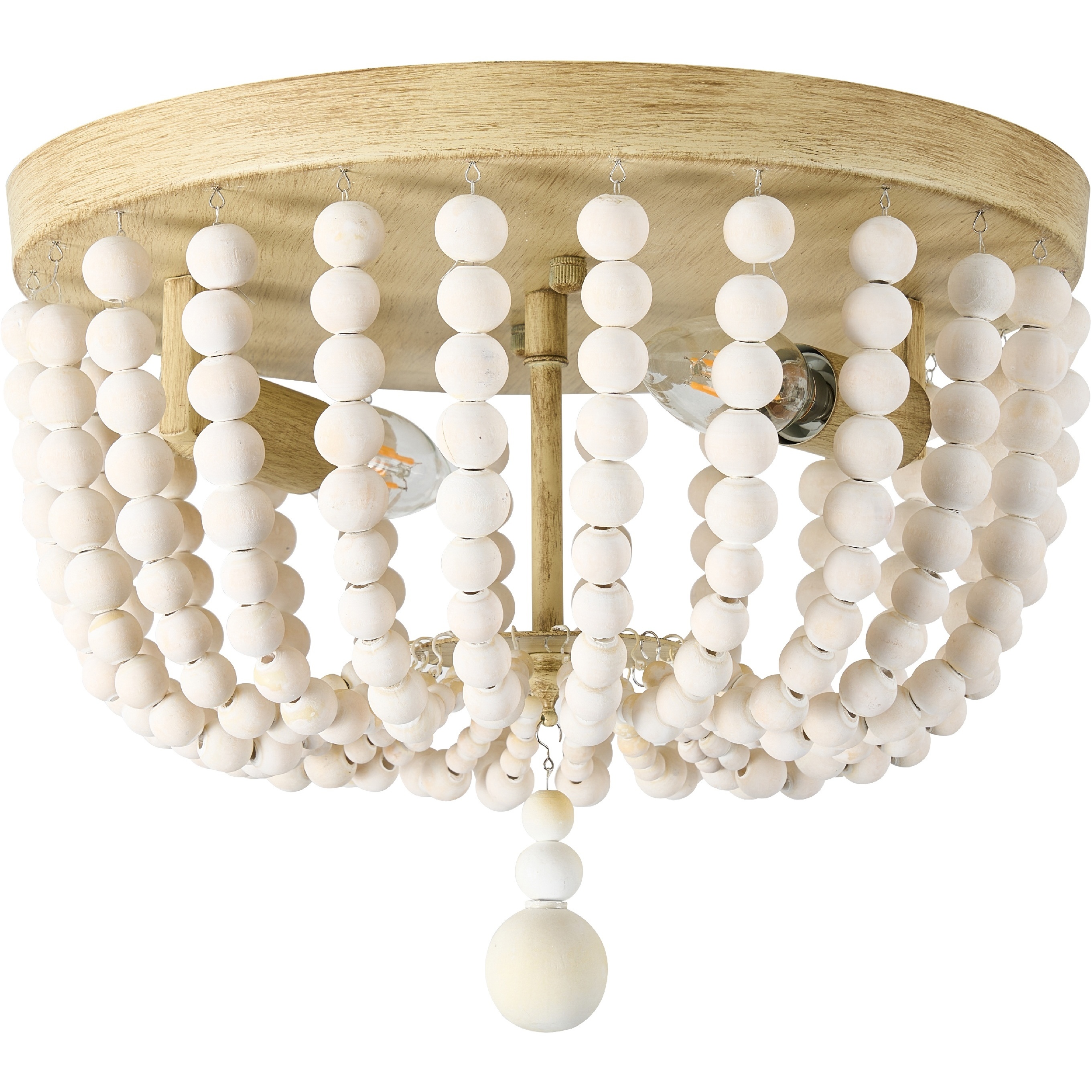 Bridget LED 13 inch Vintage White Flush Mount Ceiling Light, Beaded