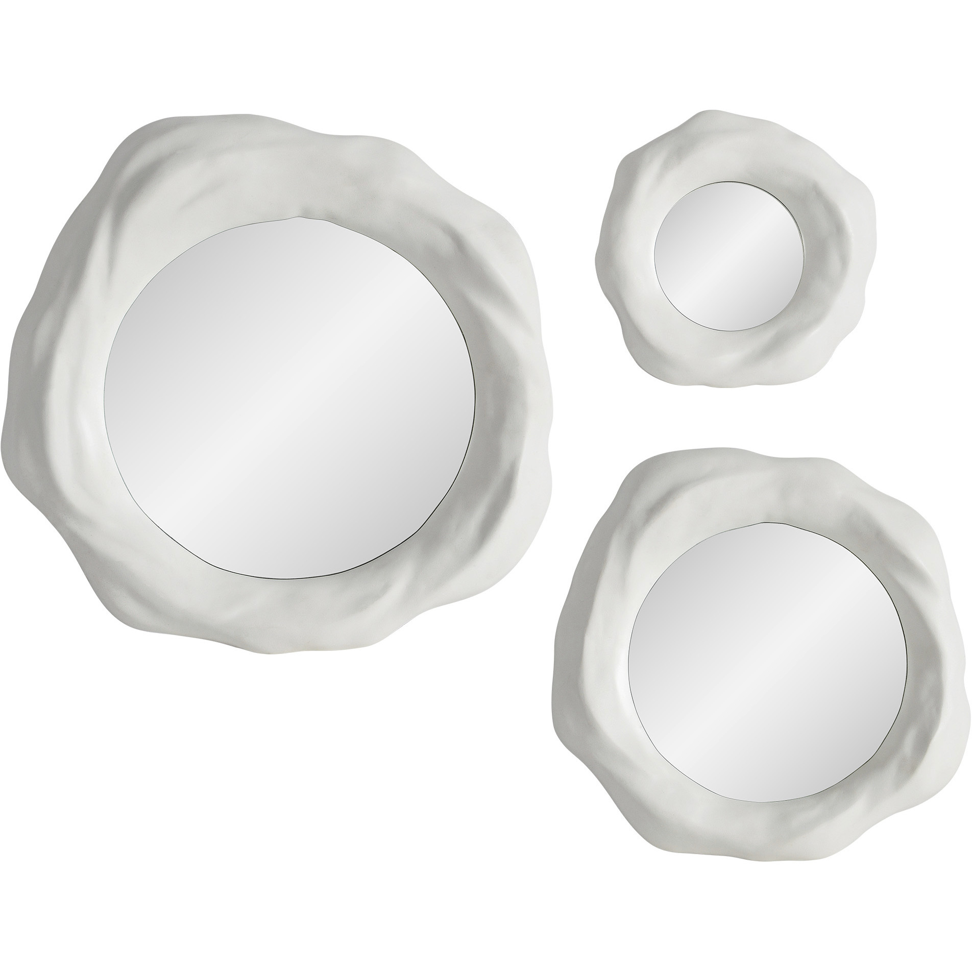 Renwil MT2551 Evaton 19.3 X 19.1 inch Clear and Matte Off-White Wall Mirrors, Set of 3