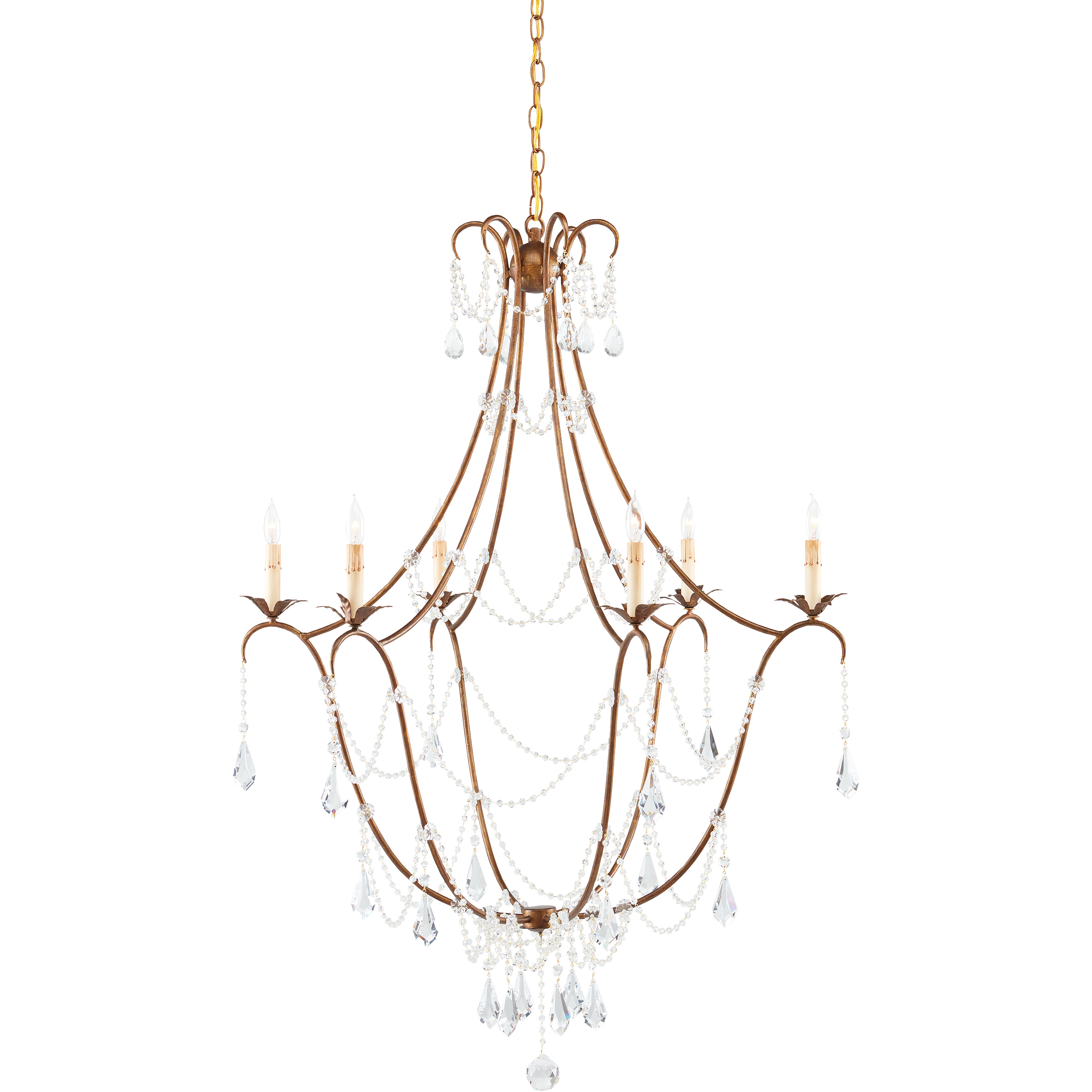 Currey & Company 9048 Elizabeth 6 Light 35.5 inch Rhine Gold Chandelier ...