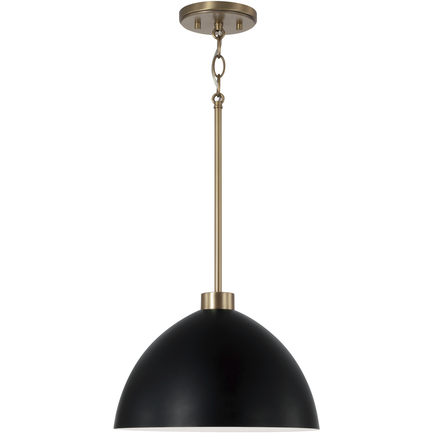 Ross 1 Light 13 inch Aged Brass Pendant Ceiling Light in Matte Black ...