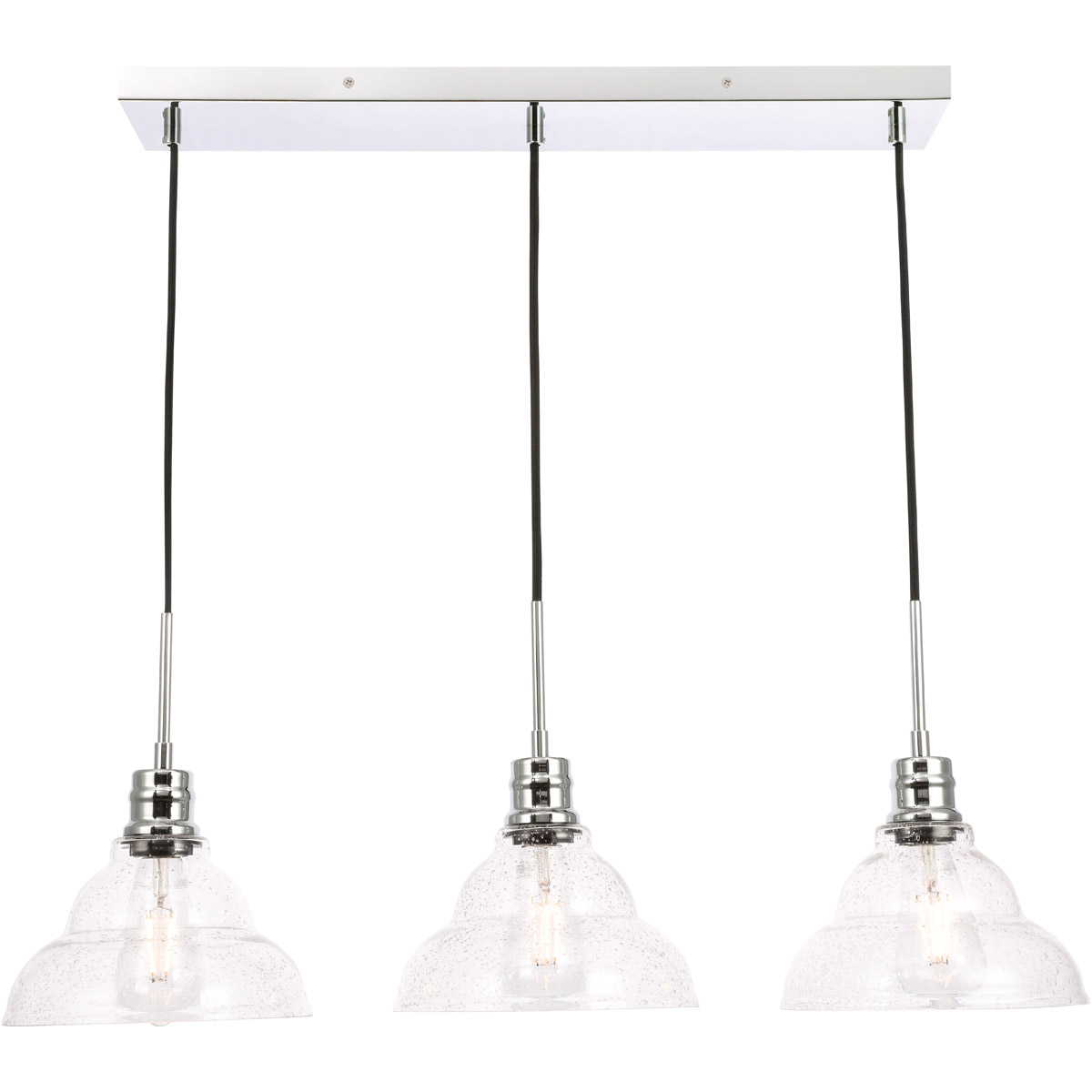 Living District LD6223C Clive 3 Light 35 inch Chrome Pendant Ceiling Light