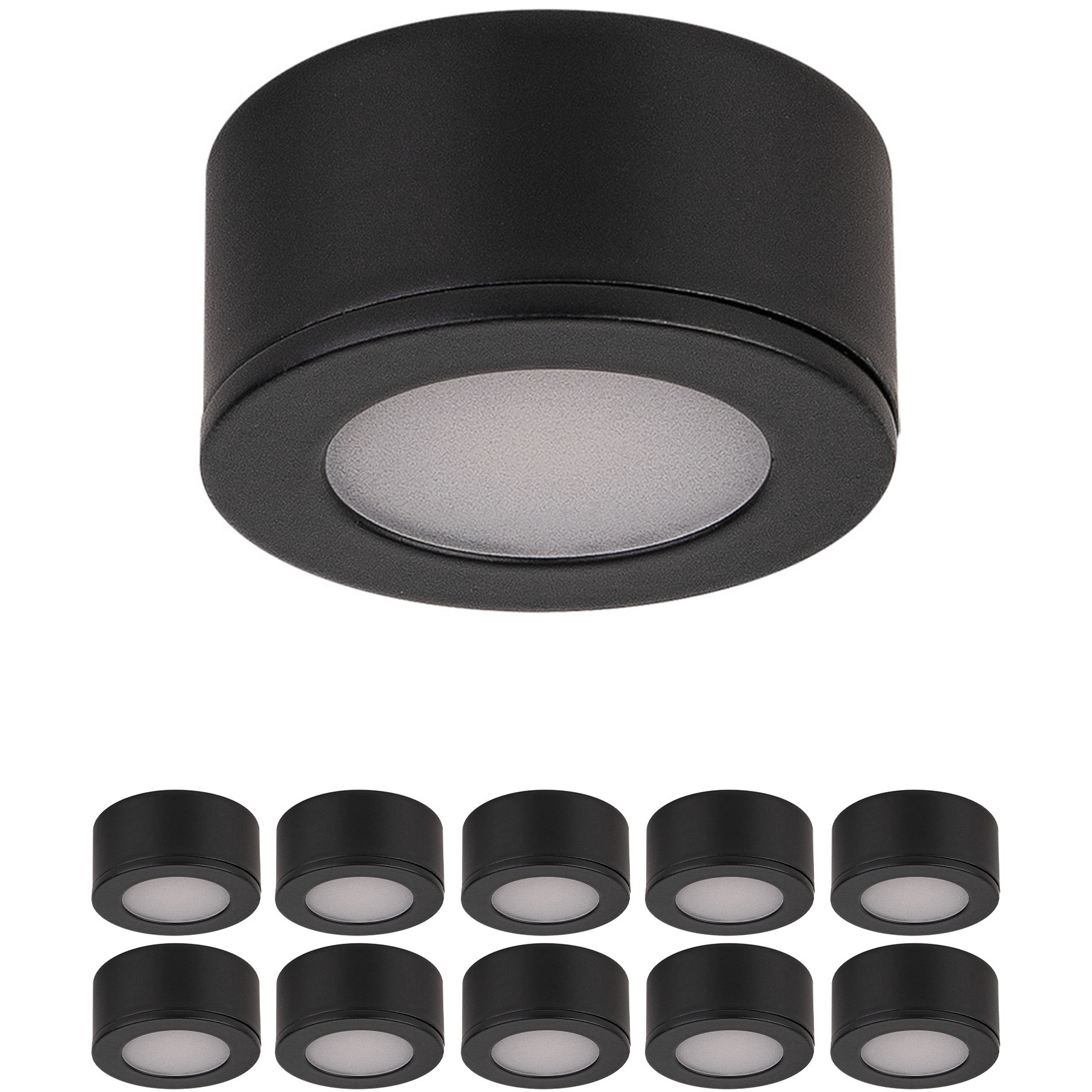 Mini Puck 10 Light 24 Black Puck Lighting Ceiling Light, 10 Pack