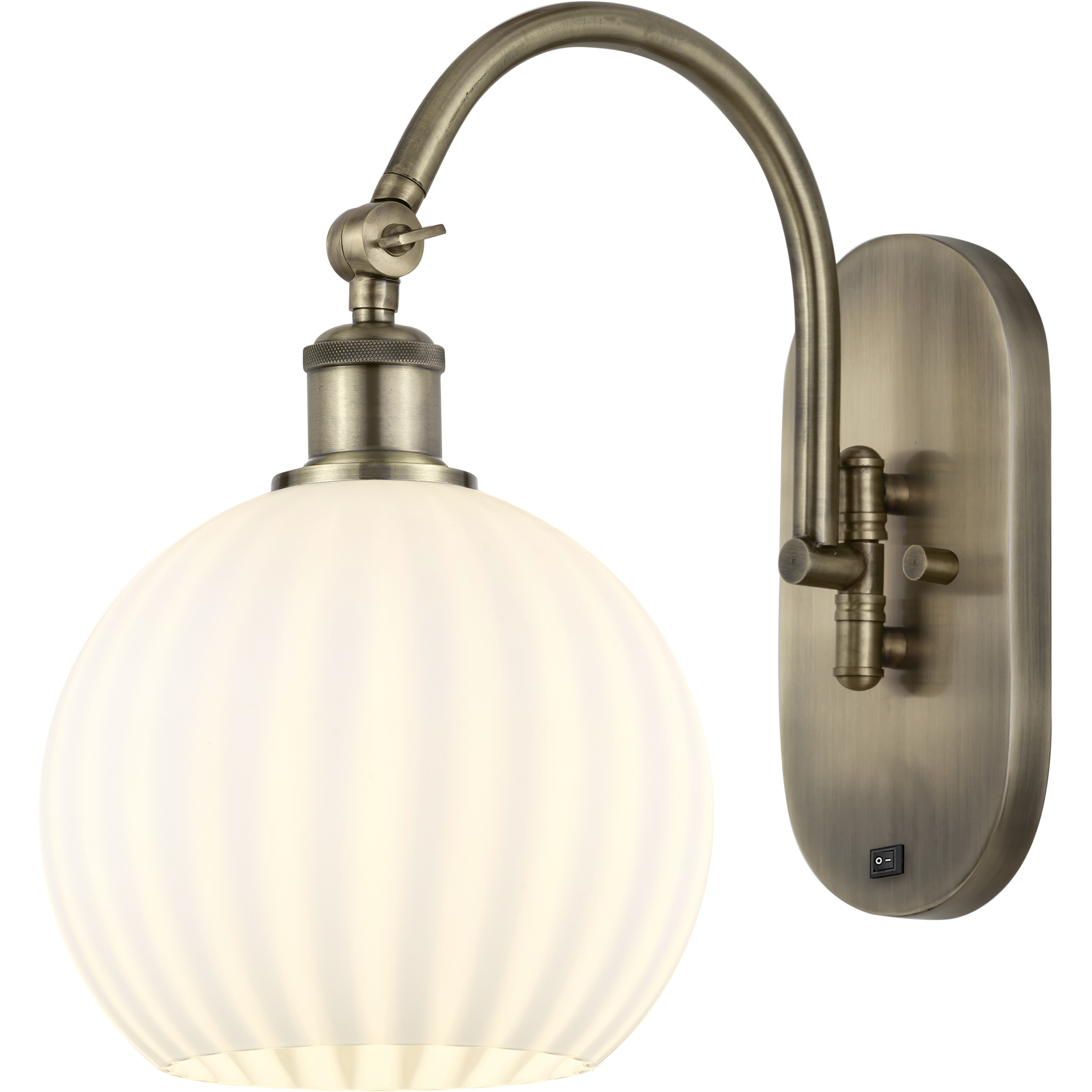 Ballston White Venetian 1 Light 8 inch Antique Brass Sconce Wall Light