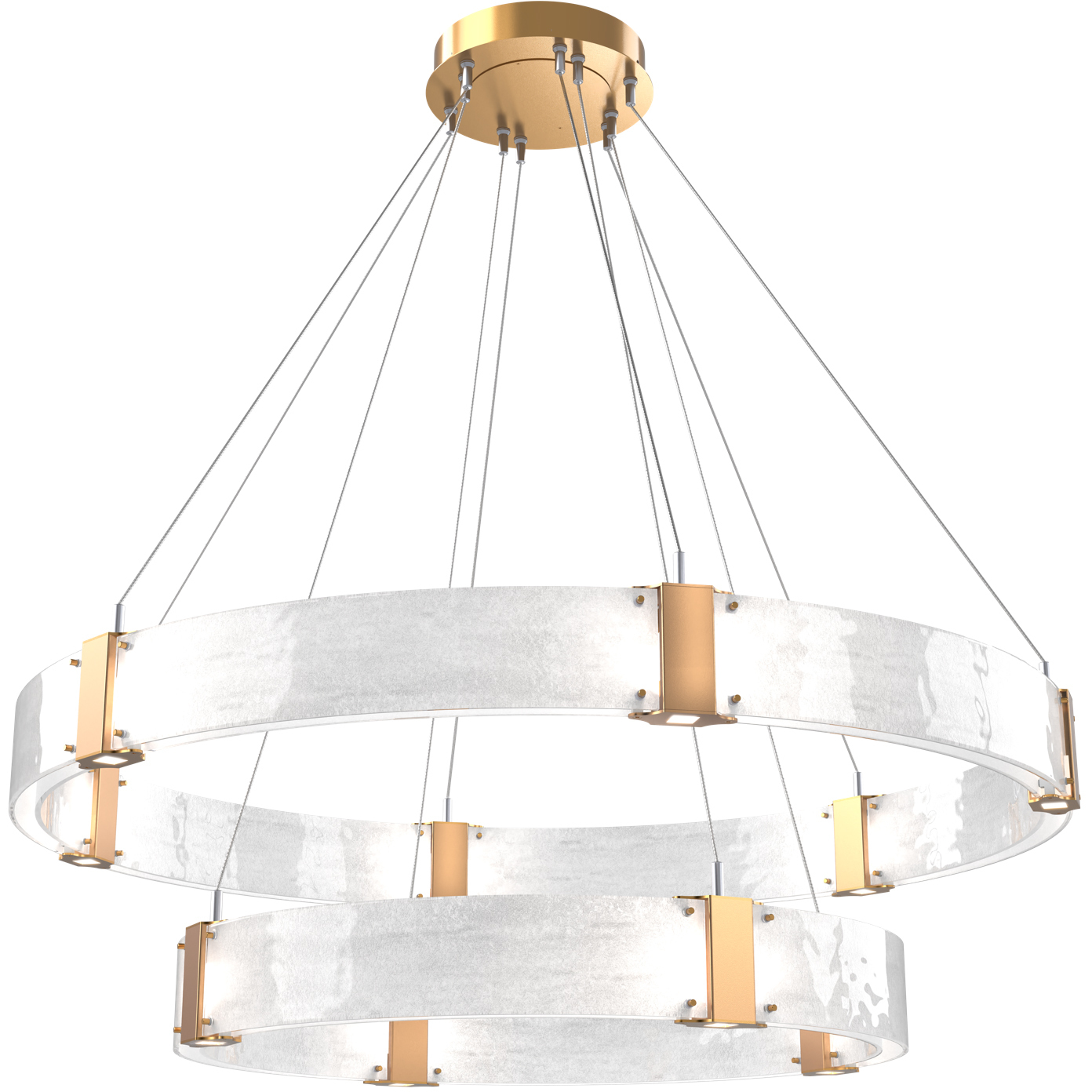 Parallel LED Novel Brass Chandelier Ceiling Light, Two-Tier Ring